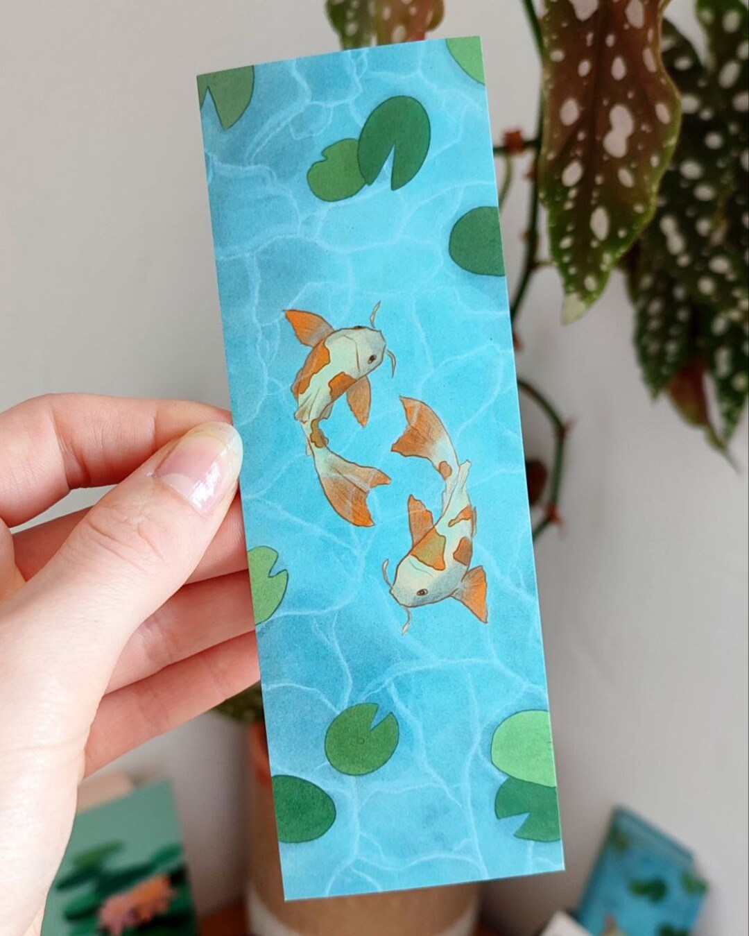 Cute Koi Fish Pond Bookmark - Etsy