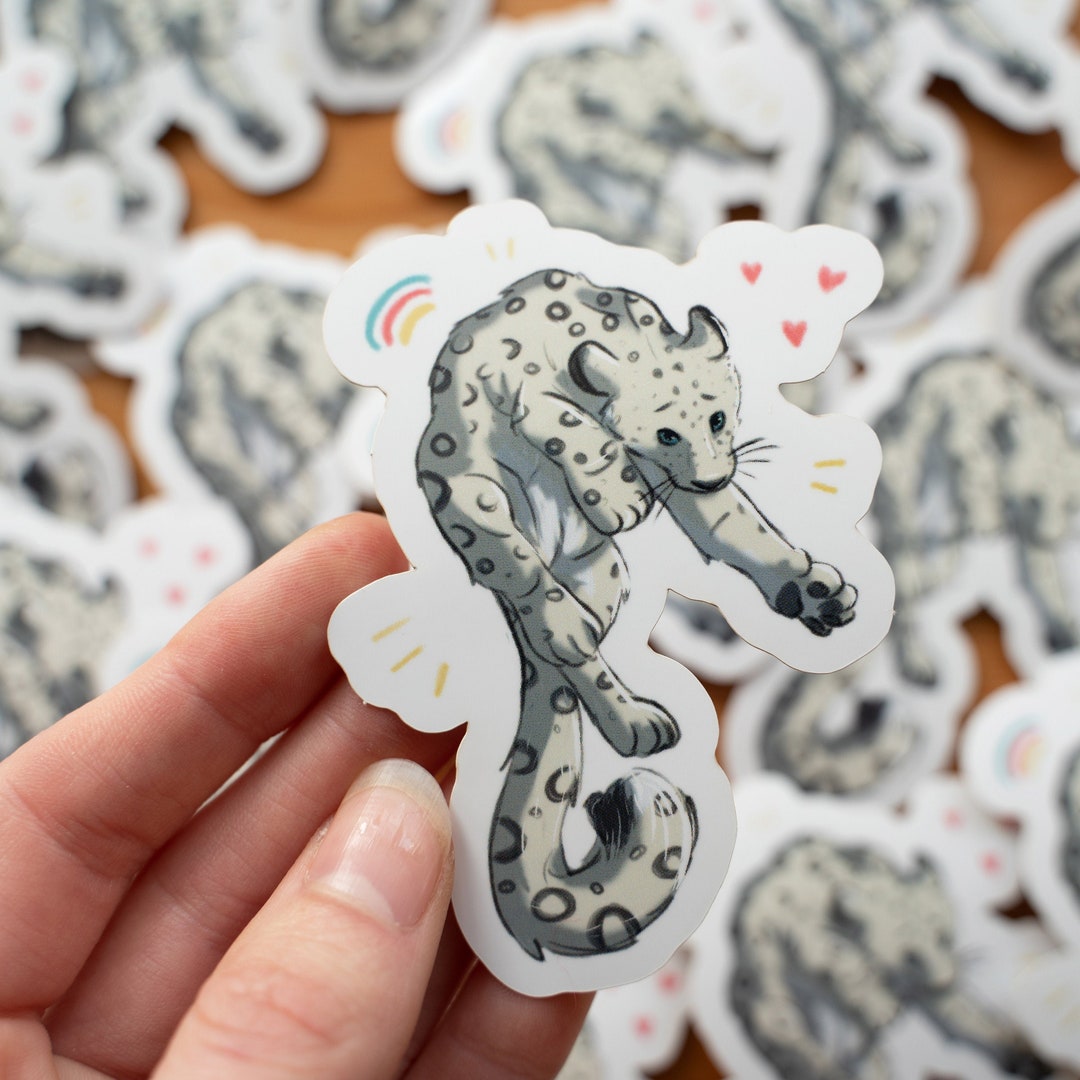 Cute Snow Leopard Vinyl Sticker - Etsy