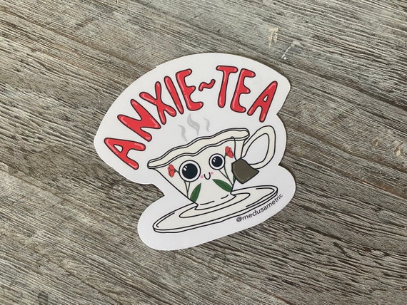 Anxie-tea Cute Anxiety Vinyl Sticker - Etsy