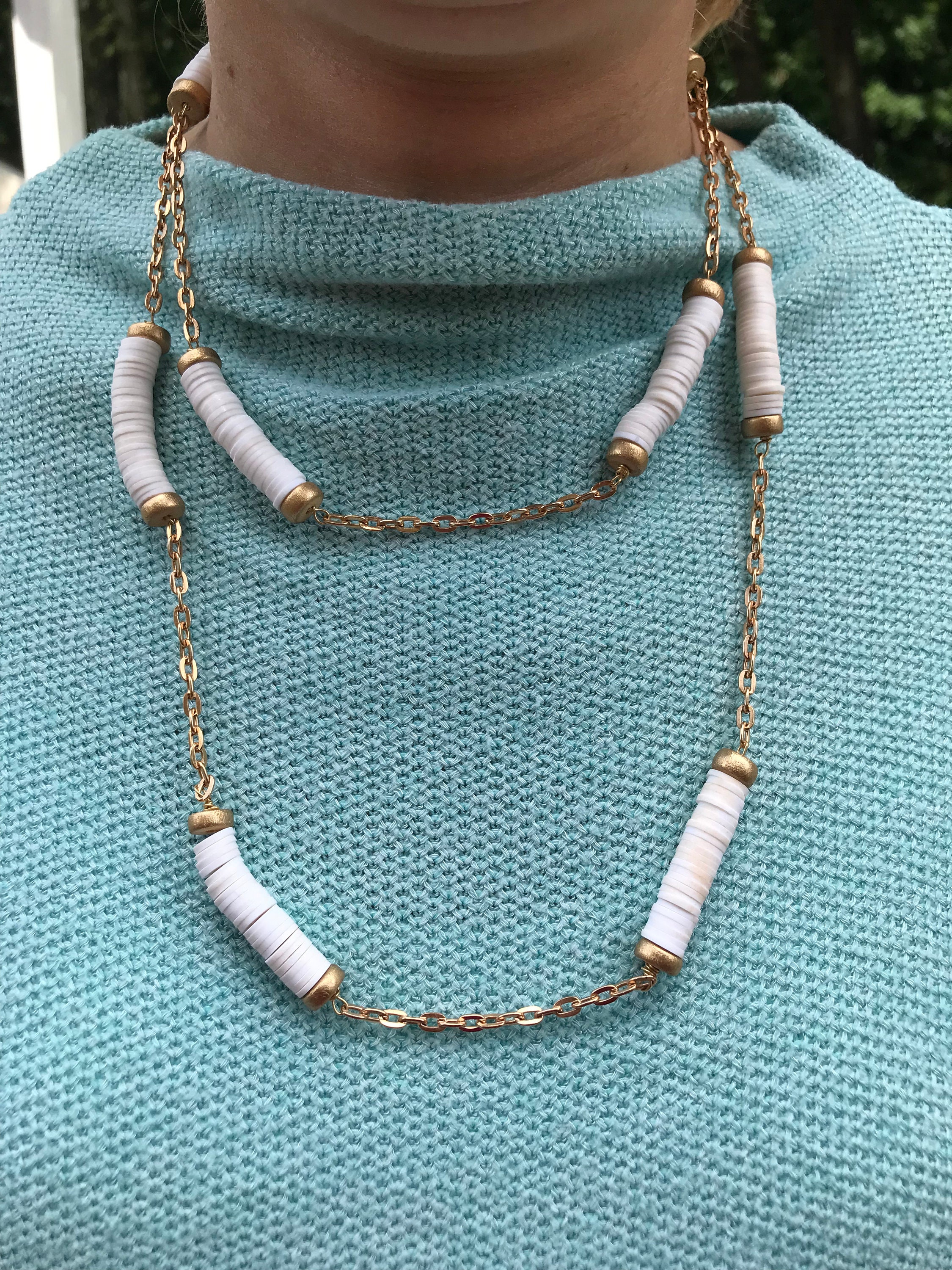 White Polymer Clay With Gold Chain - Etsy