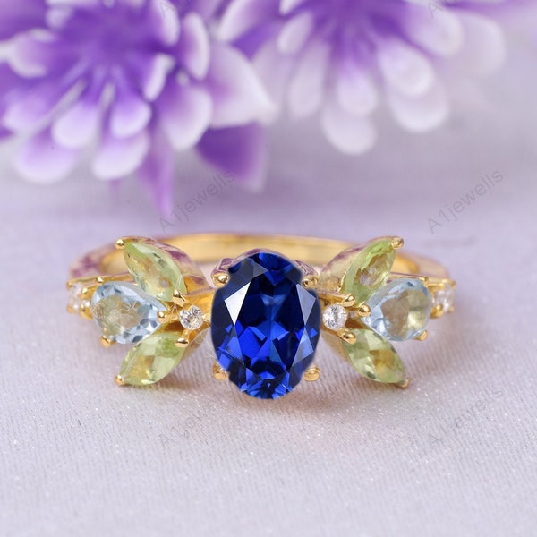 Peridot and Sapphire - Etsy