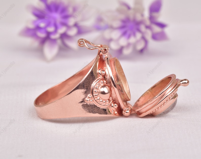 Moonstone Eye Pill Box Ring 925 Sterling Silver Ring 14k Rose Gold ...