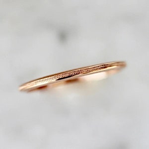 Milgrain Design Wedding Matching Band 14k Solid Yellow Gold Band Plain ...