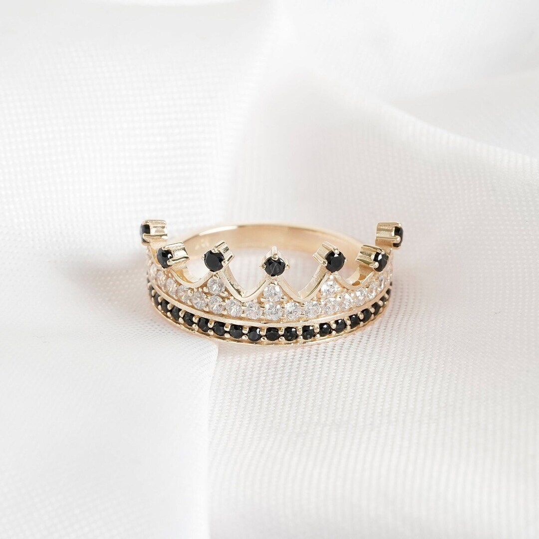 Black Spinel Crown Wedding Ring Personalized Taj Mahal Ring Taj-ring ...