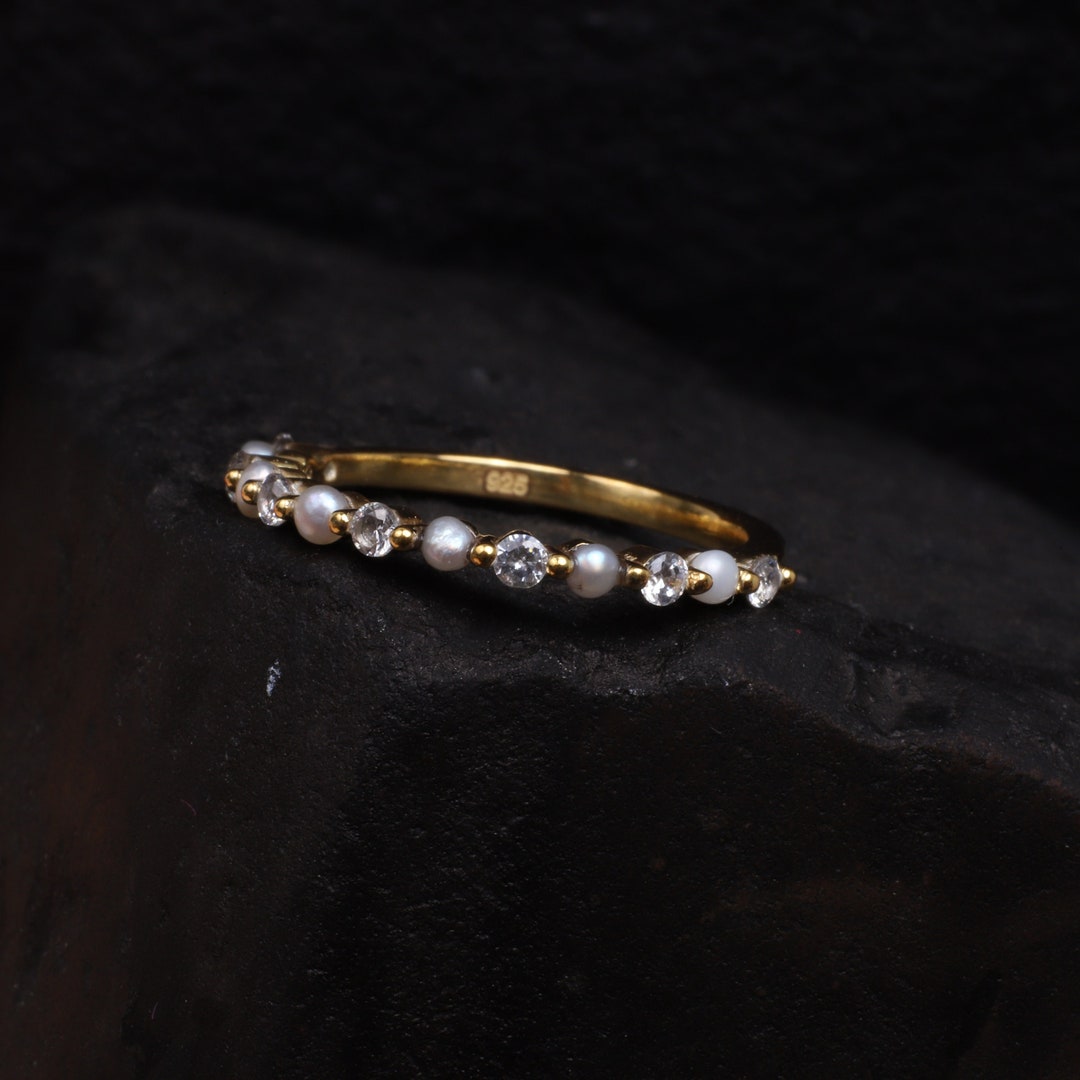 Pearl and Diamond Wedding Band Pearl Matching Band Akoya Pearl Ring ...