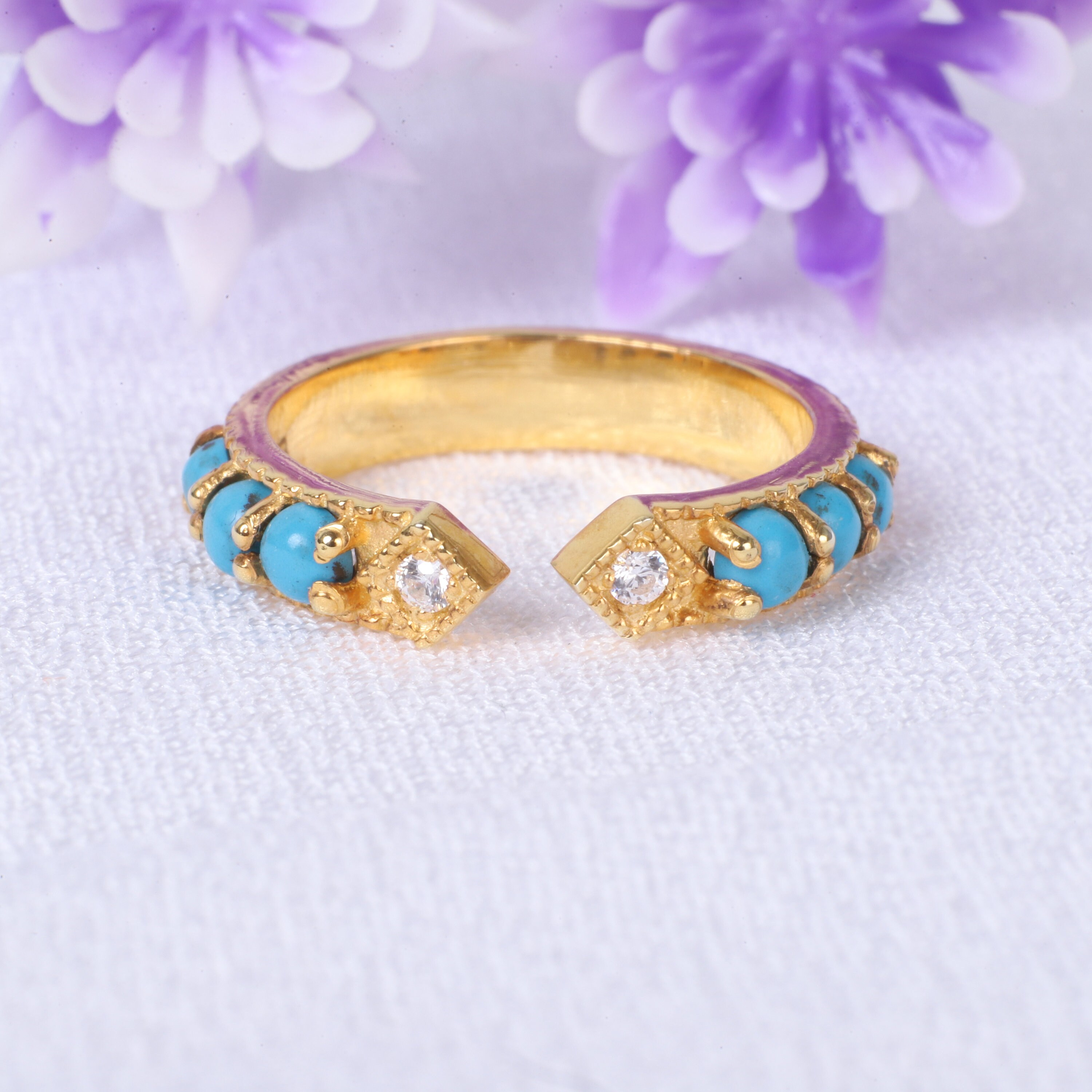 Turquoise Gap Open Engagement Ring Turquoise Wedding Band Half - Etsy