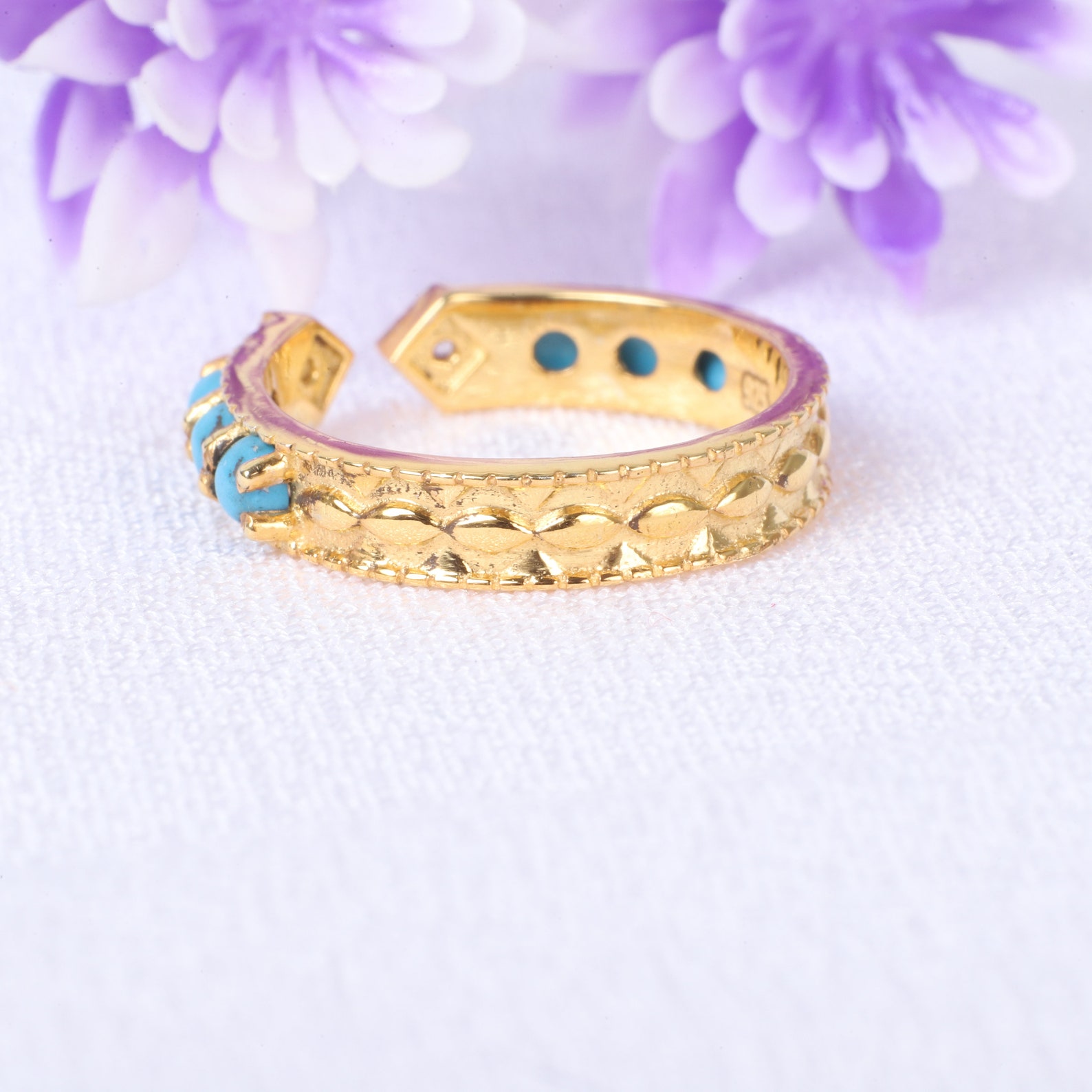 Turquoise Gap Open Engagement Ring Turquoise Wedding Band Half - Etsy