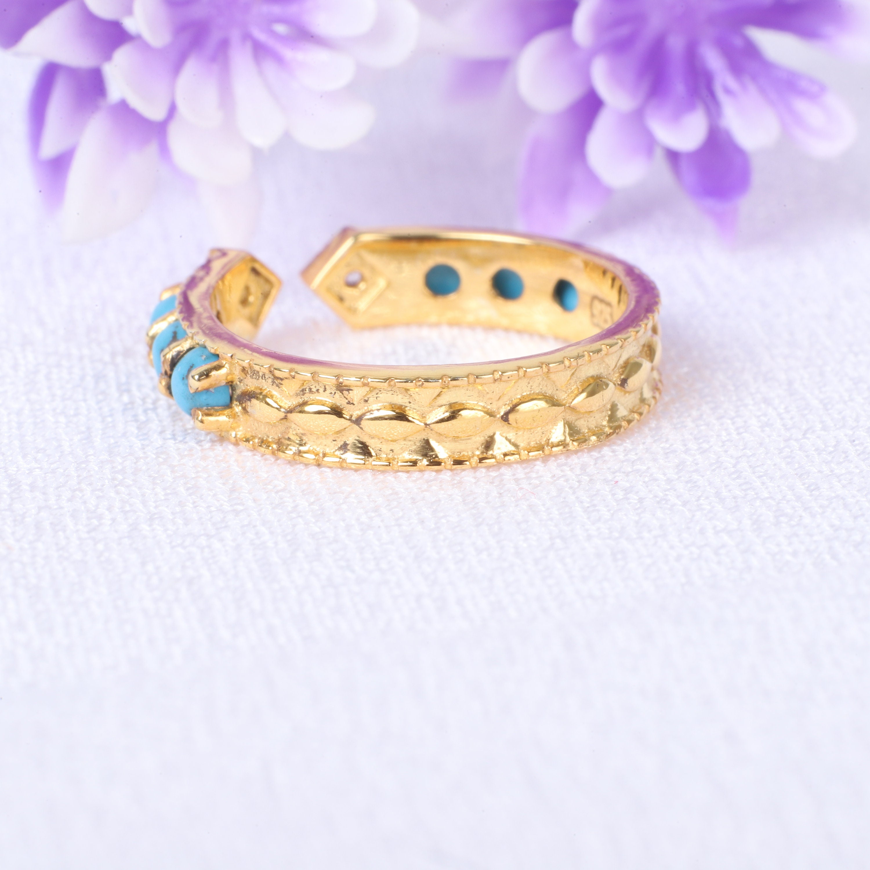 Turquoise Gap Open Engagement Ring Turquoise Wedding Band Half - Etsy