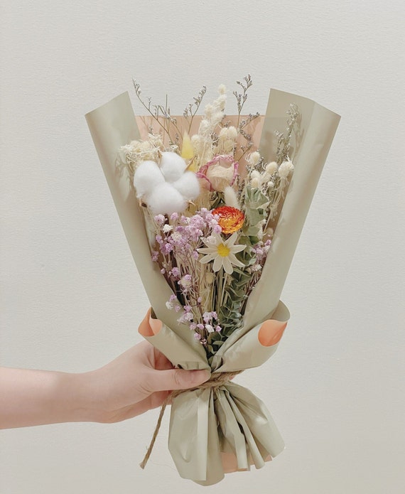 Ramo de flores secas Oncidium Blanco Helichrysum | Etsy