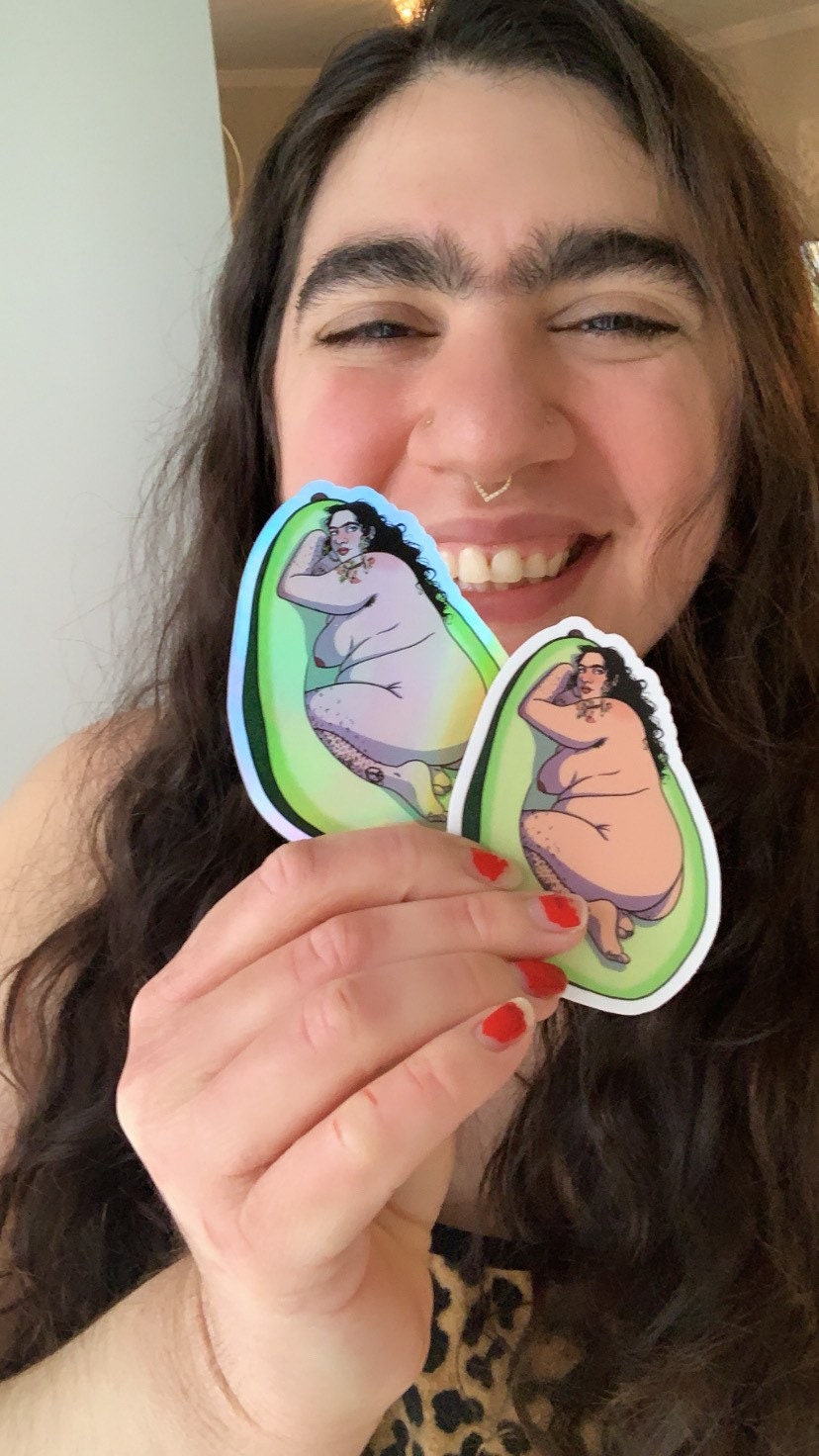 HOLOGRAPHIC Avocado Allie Sticker - Etsy