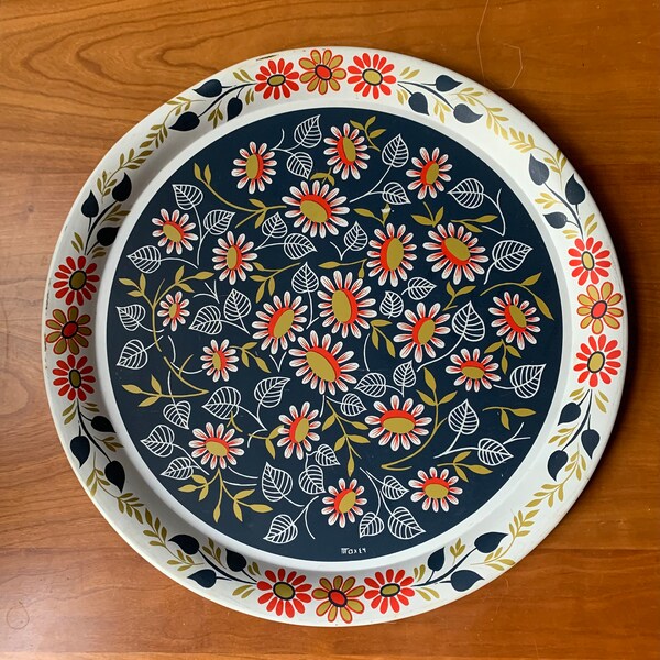 Floral Metal Tray - Etsy