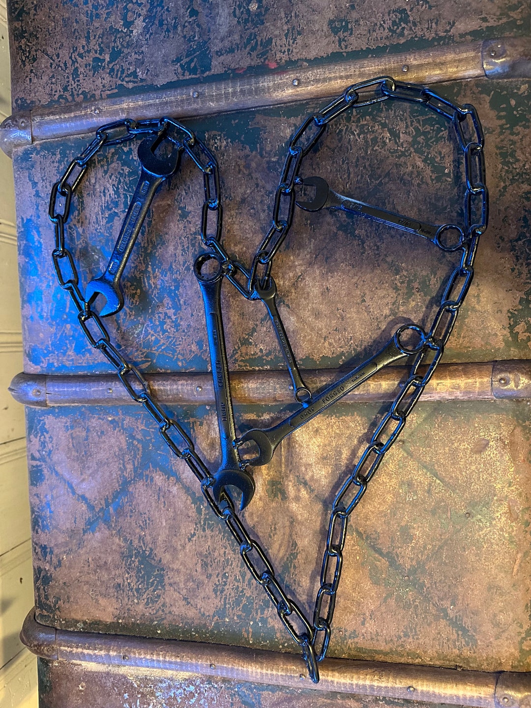 Welded Chain Heart With Wrenches Wall Decor - Etsy
