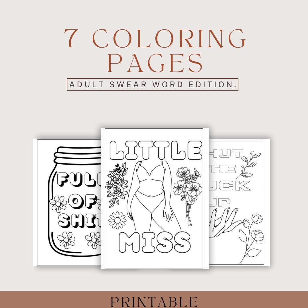 7 Printable Coloring Pages for Adult, Minimalist Clothes Word Coloring ...