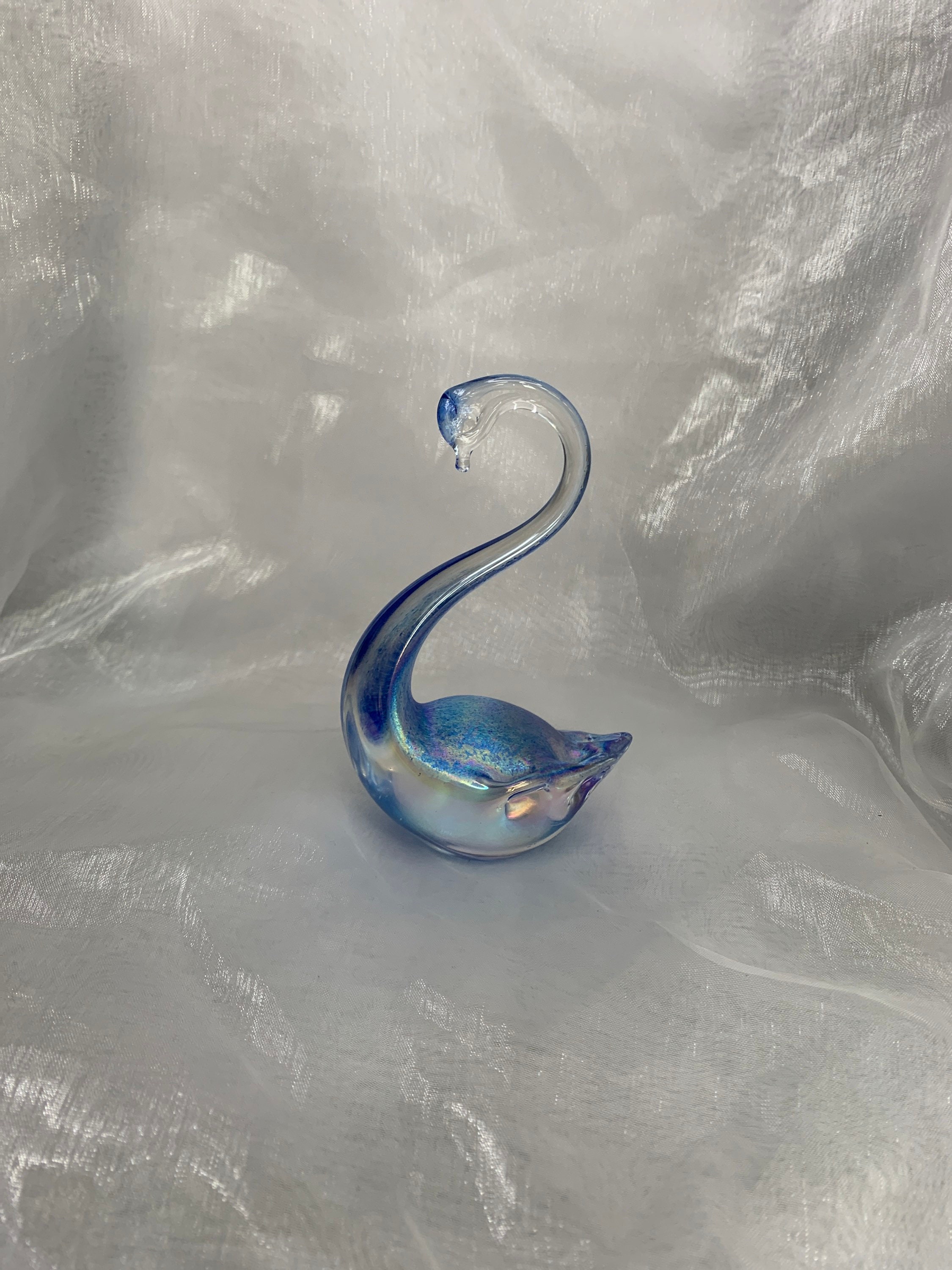 Vintage Heron Iridescent Blue Glass Swan Art Glass Swan - Etsy UK