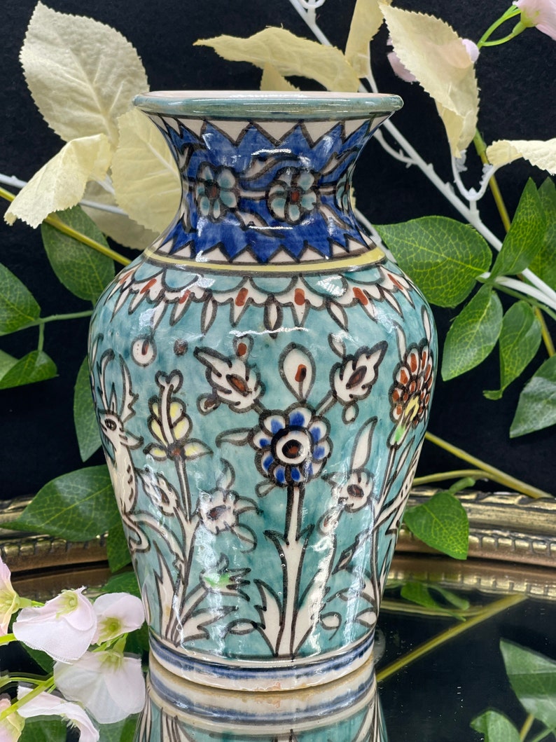 Vintage Jerusalem Jordan Hand Painted Vase, Art Pottery Vase - Etsy