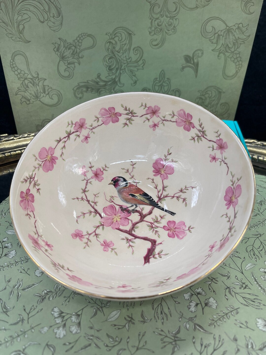Royal Worcester Palissy Pin Dish-colourful Finch Family Bird in Pink ...