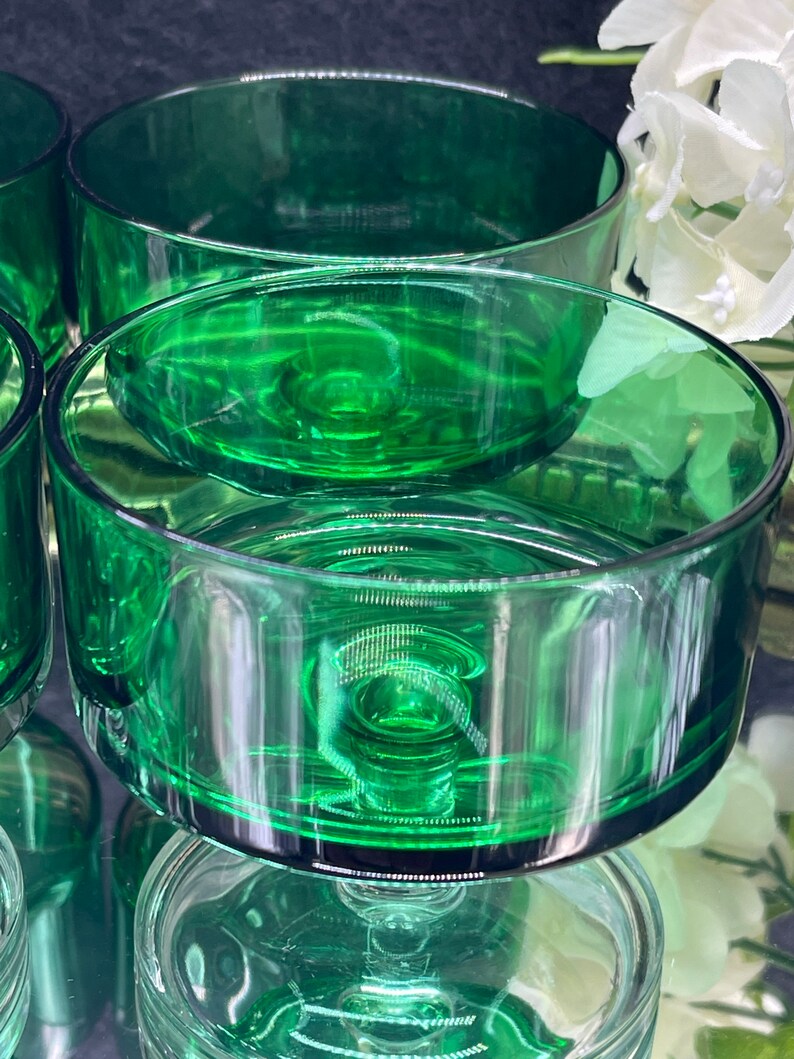 Vintage French Green Luminarc Champagne Glasses , Luminarc Dessert Cups ...