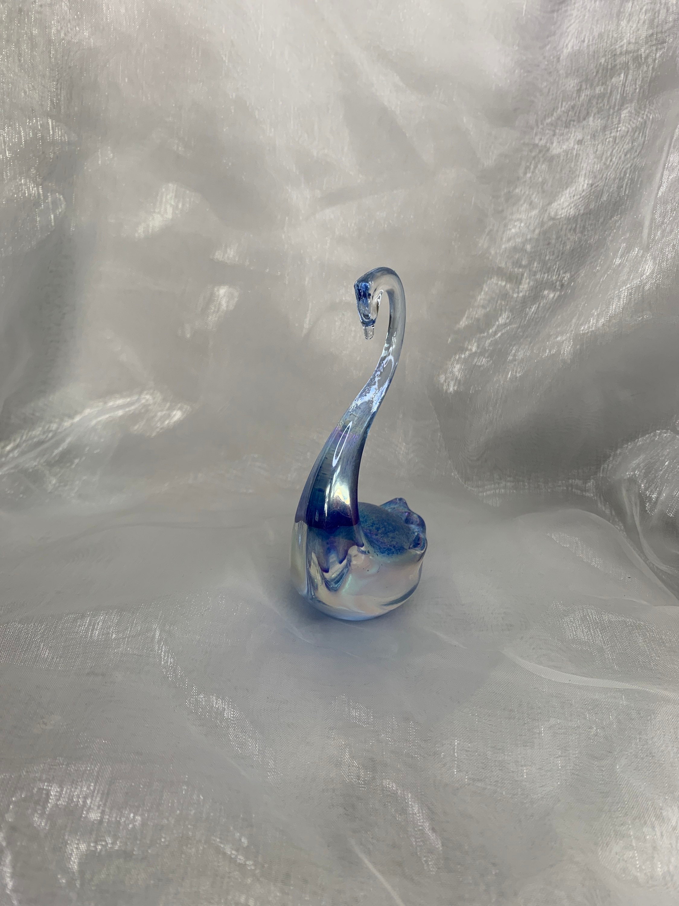 Vintage Heron Iridescent Blue Glass Swan Art Glass Swan - Etsy UK