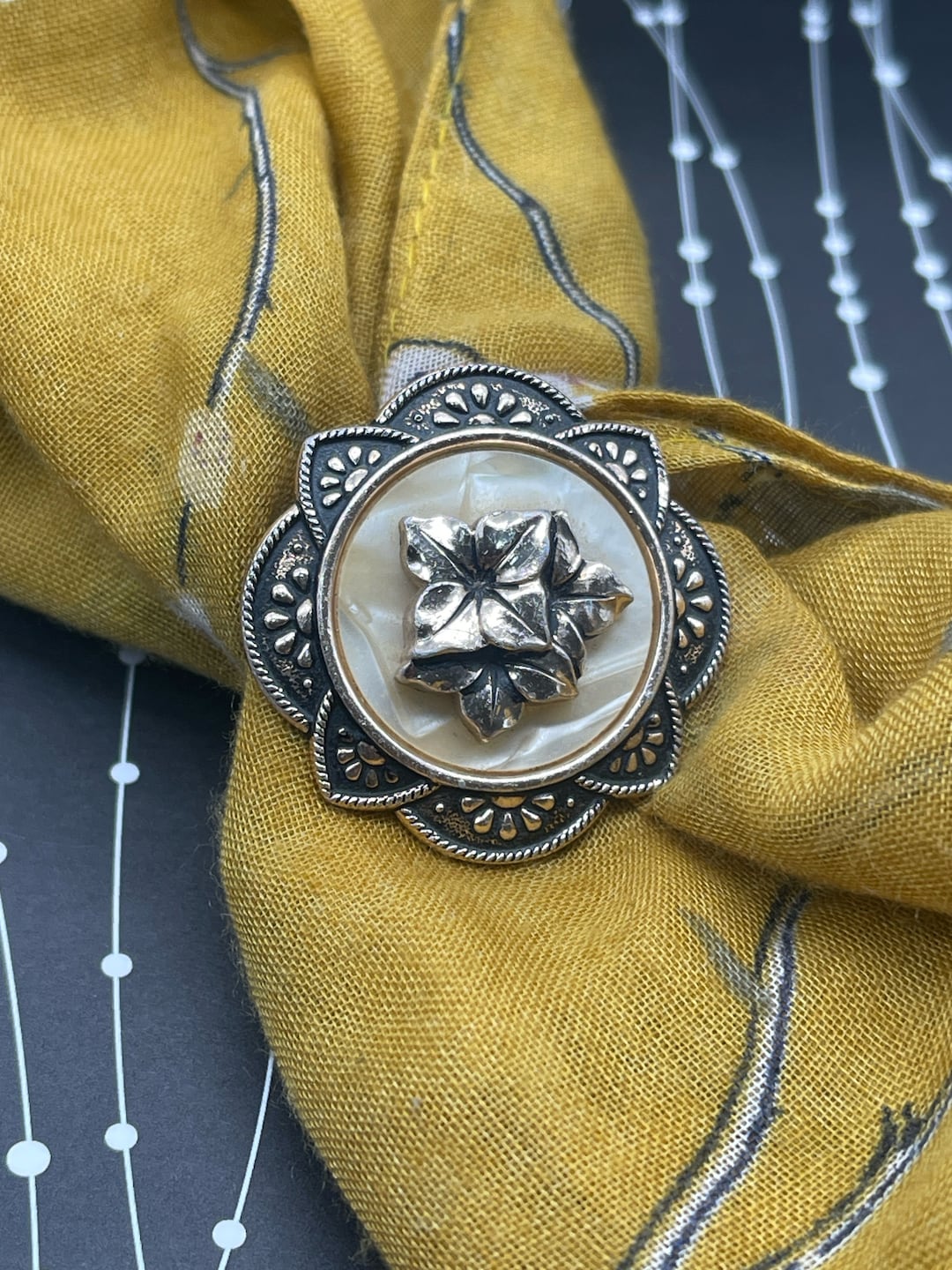 Timeless Elegance: Vintage Scarf Clip From West Germany Floral Gold ...
