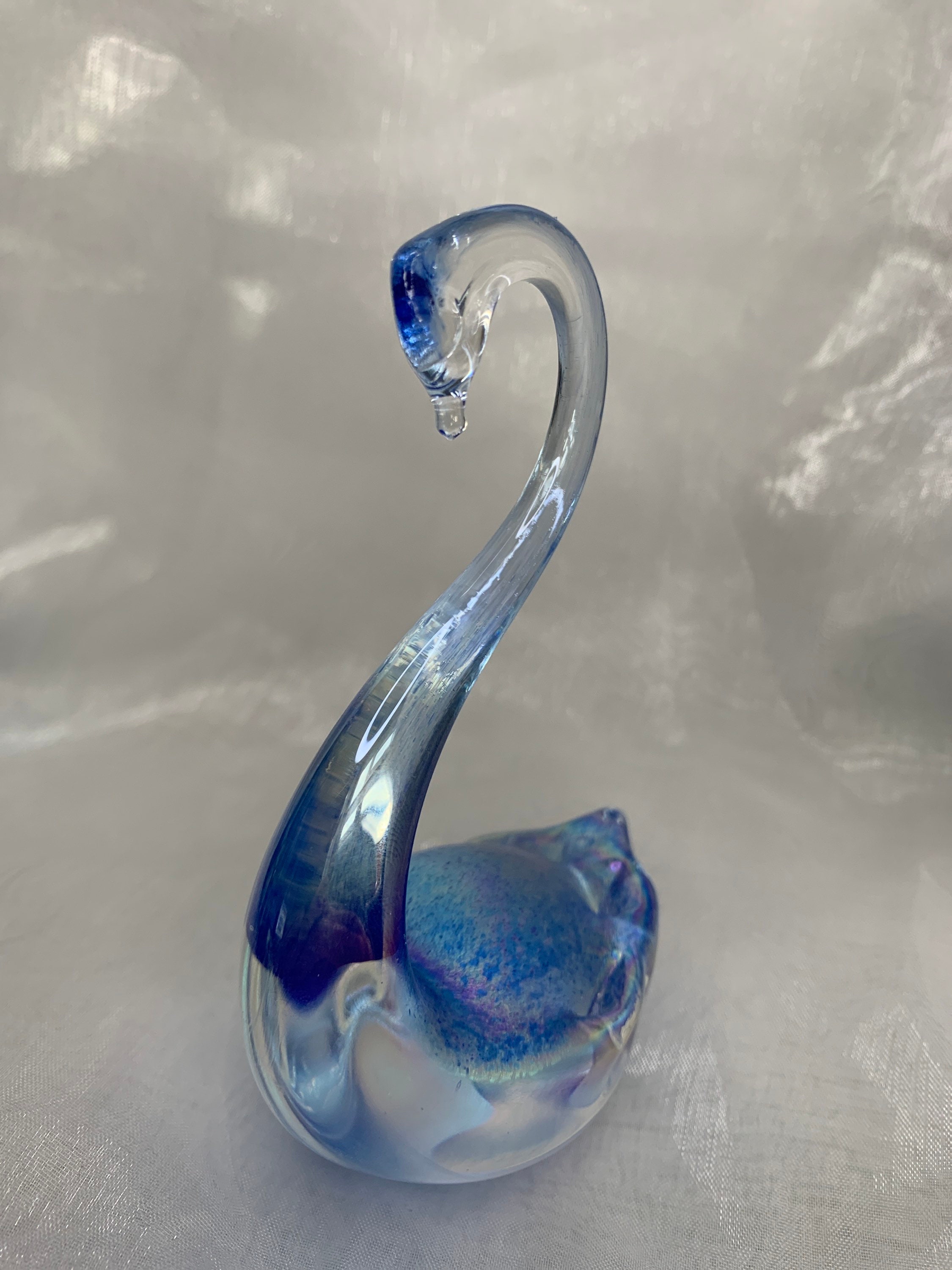 Vintage Heron Iridescent Blue Glass Swan Art Glass Swan - Etsy UK