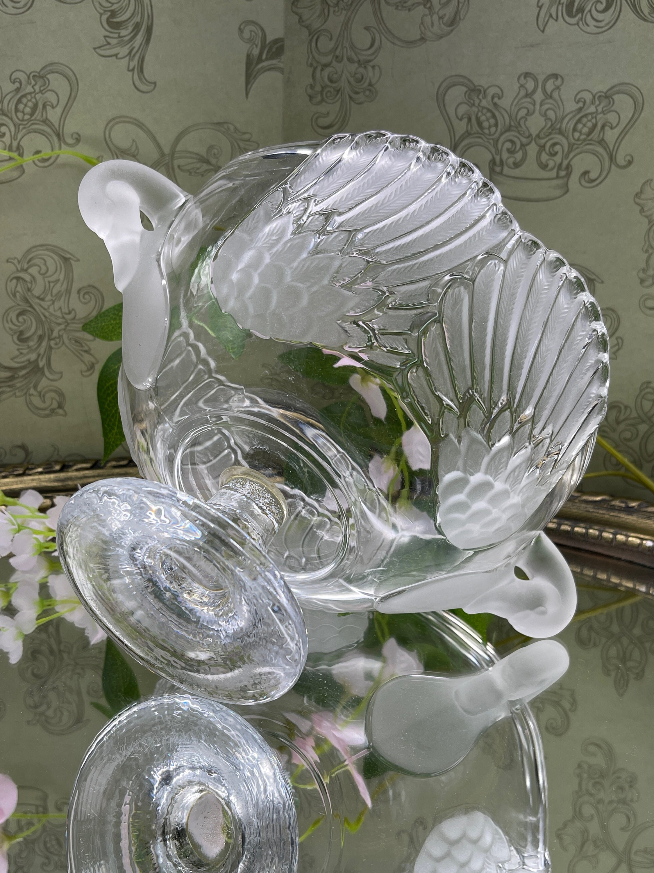 Vintage Mikasa Frosted Crystal Swan Bowl Walther Sons West - Etsy