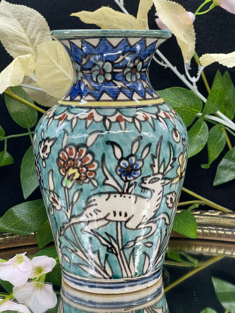 Vintage Jerusalem Jordan Hand Painted Vase Art Pottery Vase - Etsy