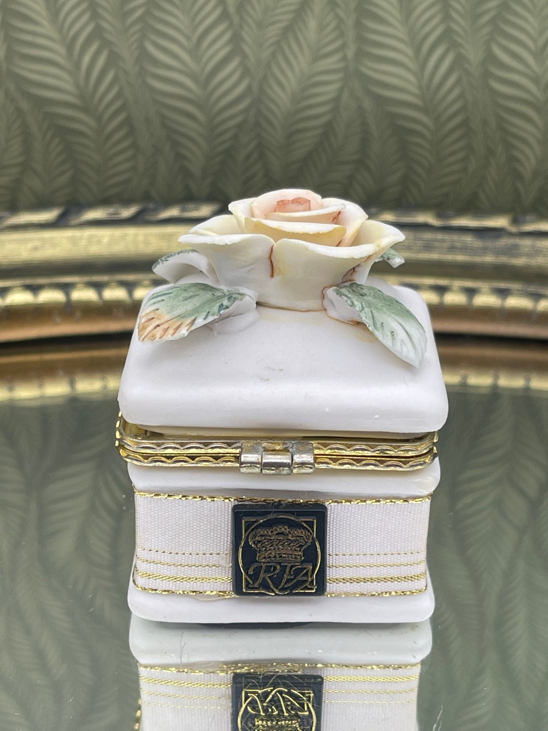 Vintage Regency, RFA, Fine Arts Floral Trinket, Flower Trinket Box ...