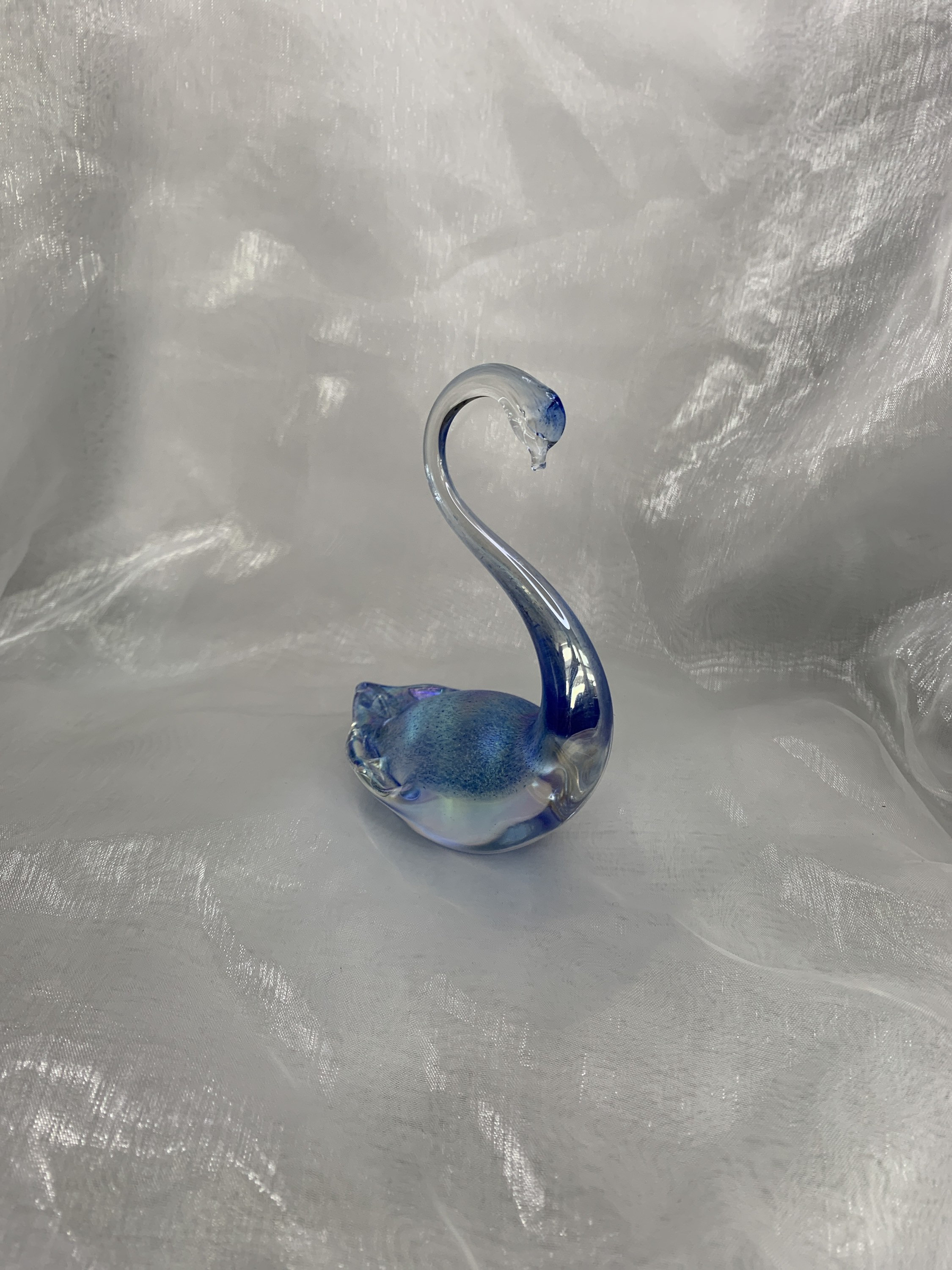 Vintage Heron Iridescent Blue Glass Swan Art Glass Swan | Etsy