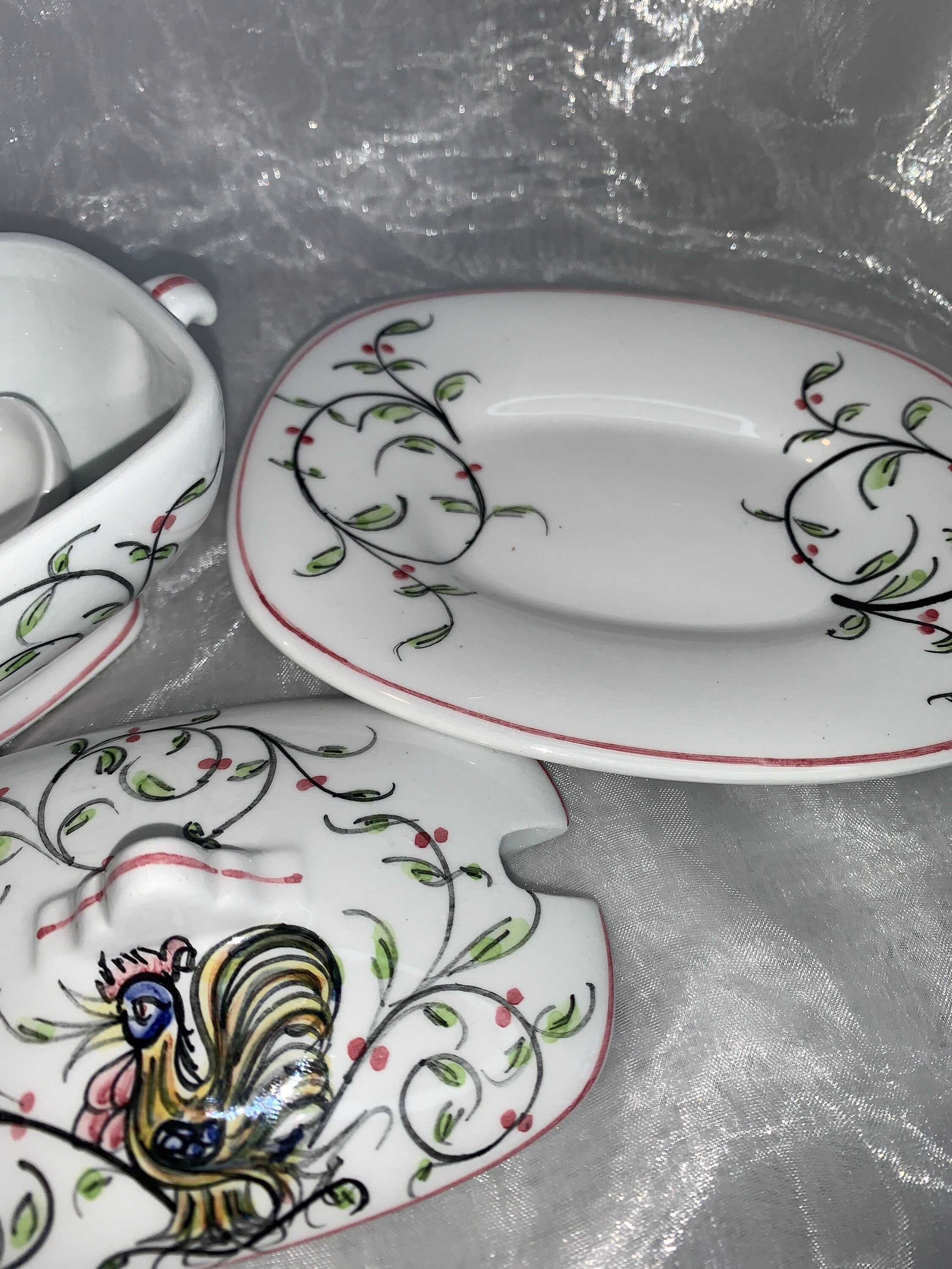 ANFORA AGUEDA Hand-painted Portuguese Porcelain Covered Mustard Dish ...