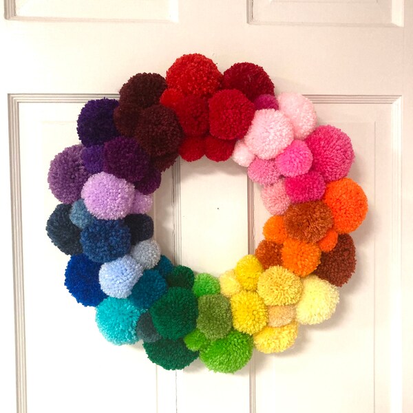 Pom Pom Wreath - Etsy