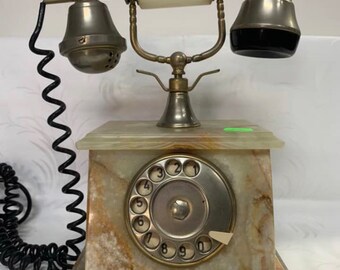 Vintage 1970's Italian Marble Onyx Rotary Telephone - Etsy