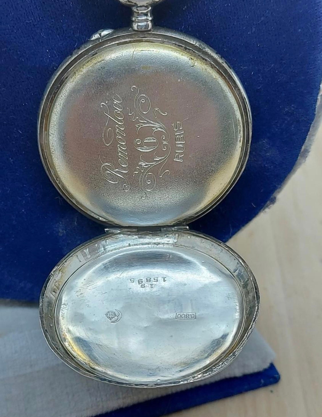 Working Antique Silver Pocket Watch Remontoir 6 Rubis Engraved Monogram ...