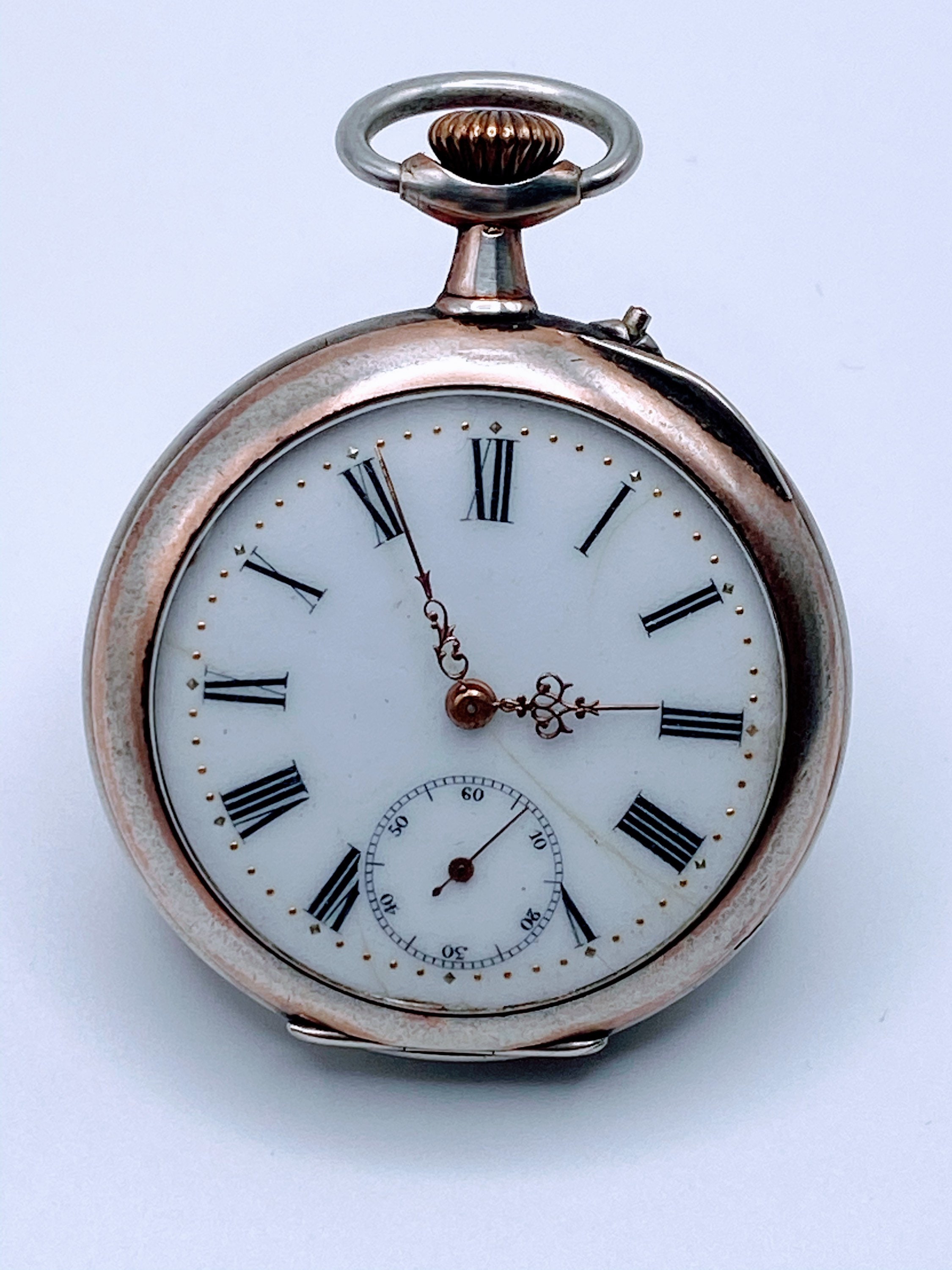 Antique Silver Pocket Watch Victoria Deposé, Porcelain Dial With Jewels ...