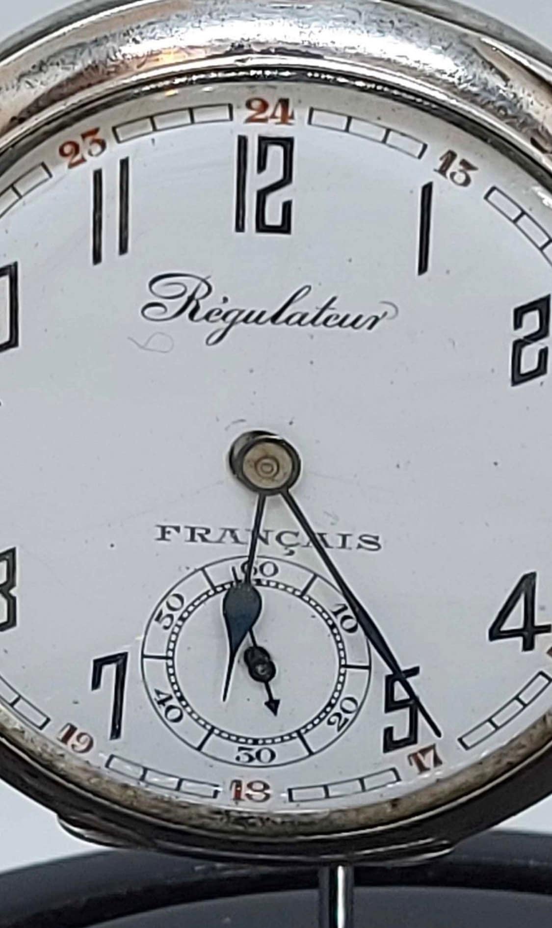 Art Deco 0.800 Silver REGULATEUR Francais Pocket Watch, Cortebert Watch ...