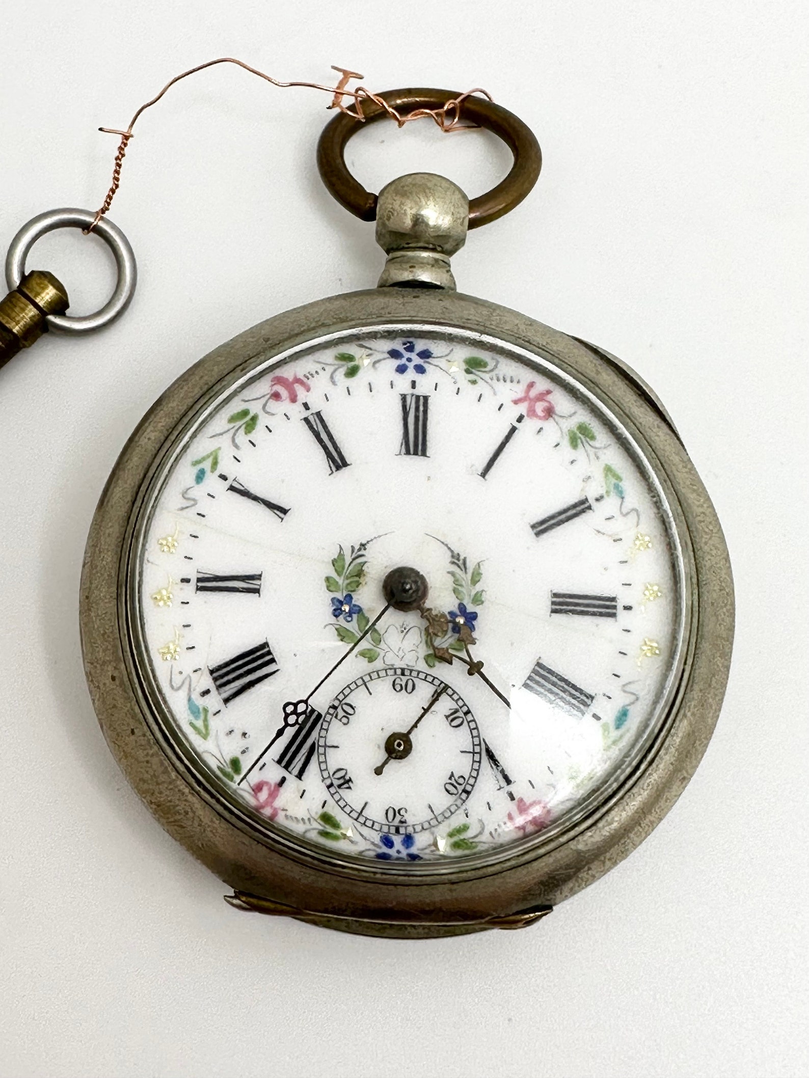 Antique Mechanical Ladies Pocket Watch, Enamel Pocket Watch,porcelain ...