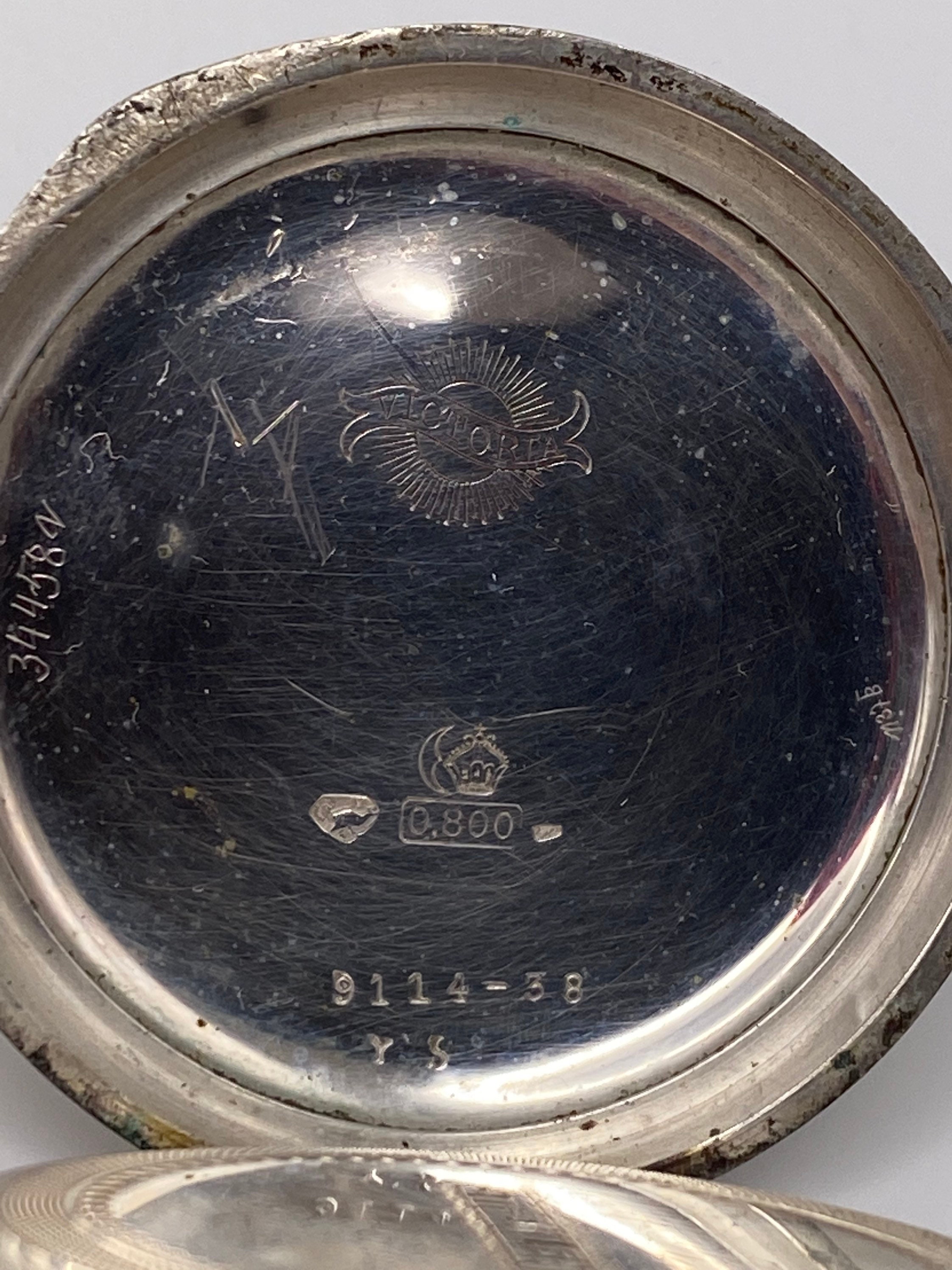 Antique Silver Pocket Watch Victoria Deposé, Porcelain Dial With Jewels ...