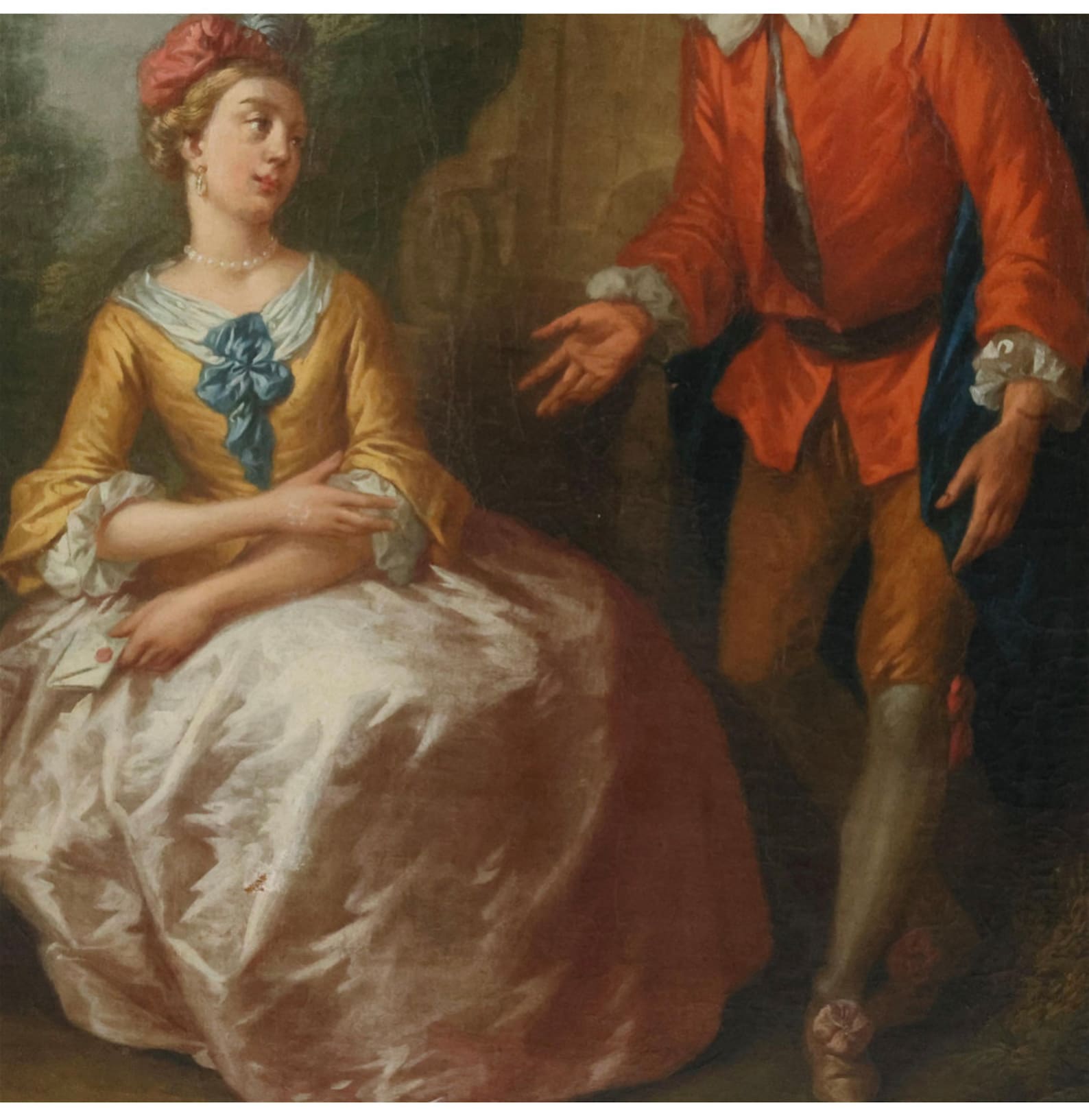 19th C. Oil on Canvas Painting Man and Woman Courtship Scene - Etsy