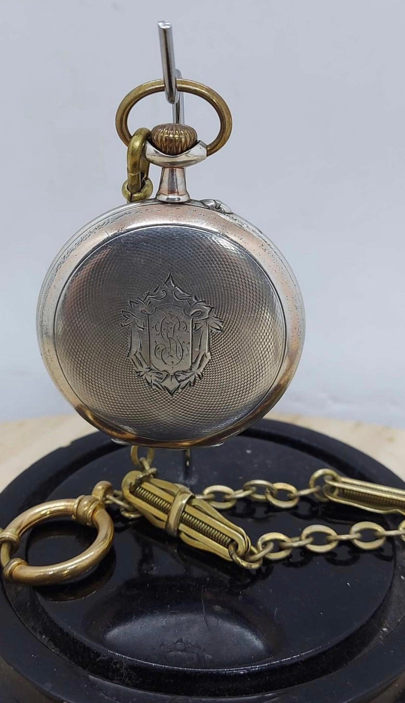 Antique Working Silver Pocket Watch Remontoir ANCRE Ligne Droite 15 ...