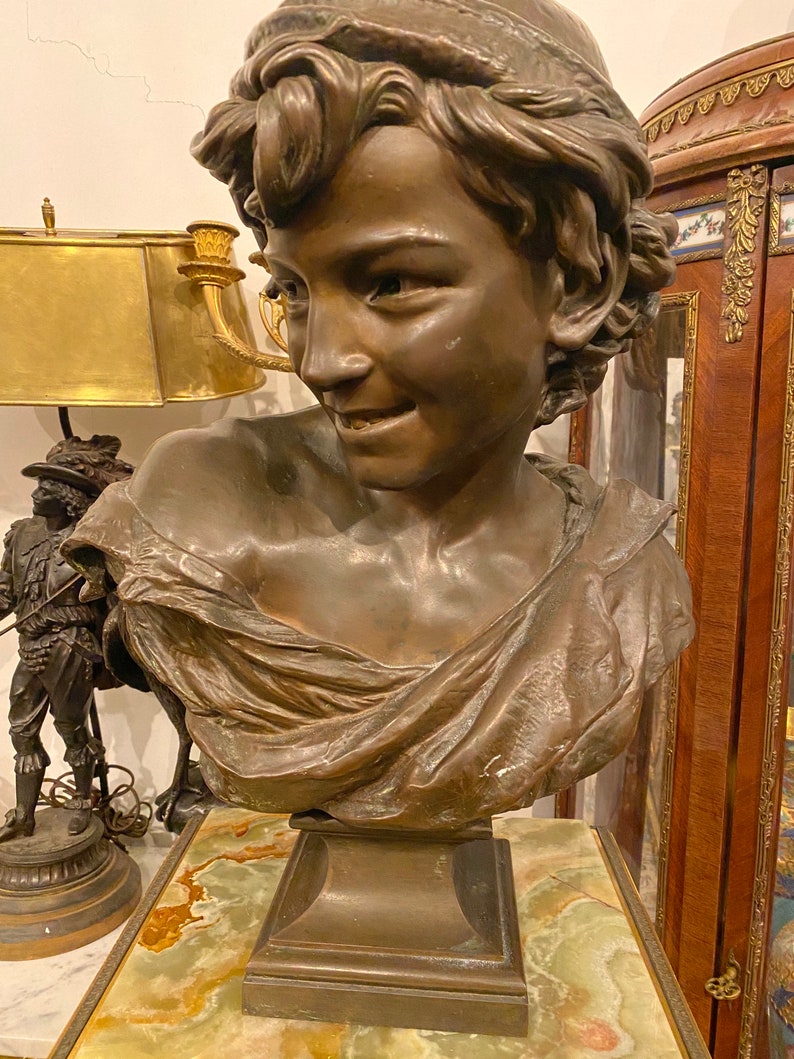 Large Bronze Bust of a Boy, 19th Century, Signed. - Etsy