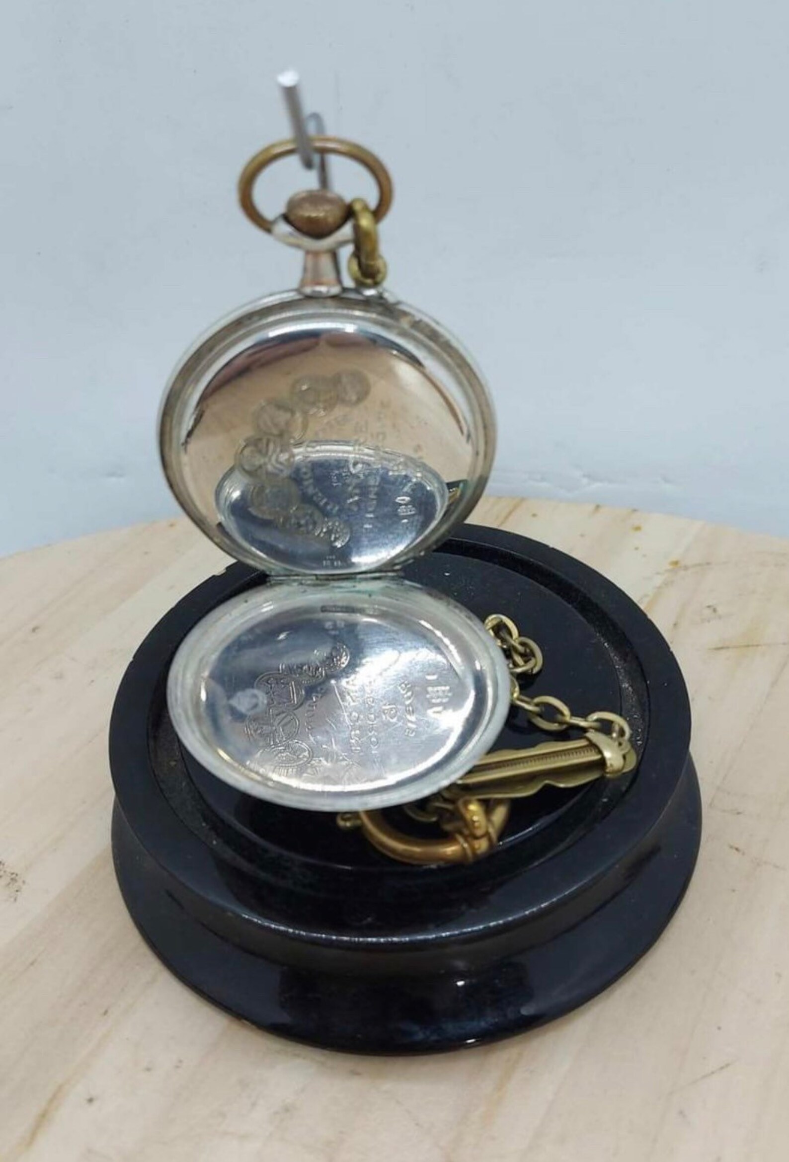 Antique Working Silver Pocket Watch Remontoir ANCRE Ligne Droite 15 ...