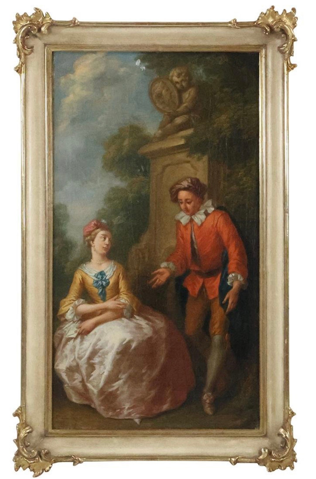 19th C. Oil on Canvas Painting Man and Woman Courtship Scene - Etsy