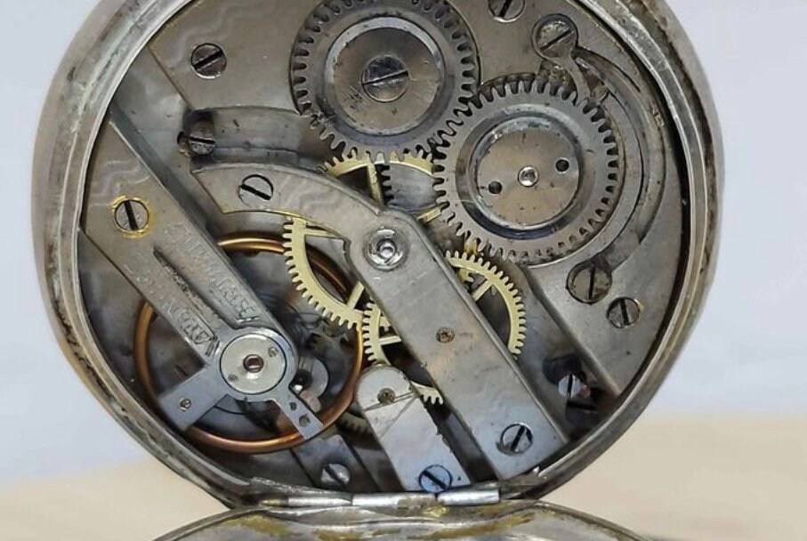 Antique Engraved Pocket Watch Cylindre 6 Rubis, Painted Dial, - Etsy