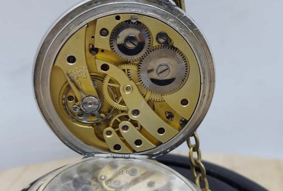 Antique Working Silver Pocket Watch Remontoir ANCRE Ligne Droite 15 ...