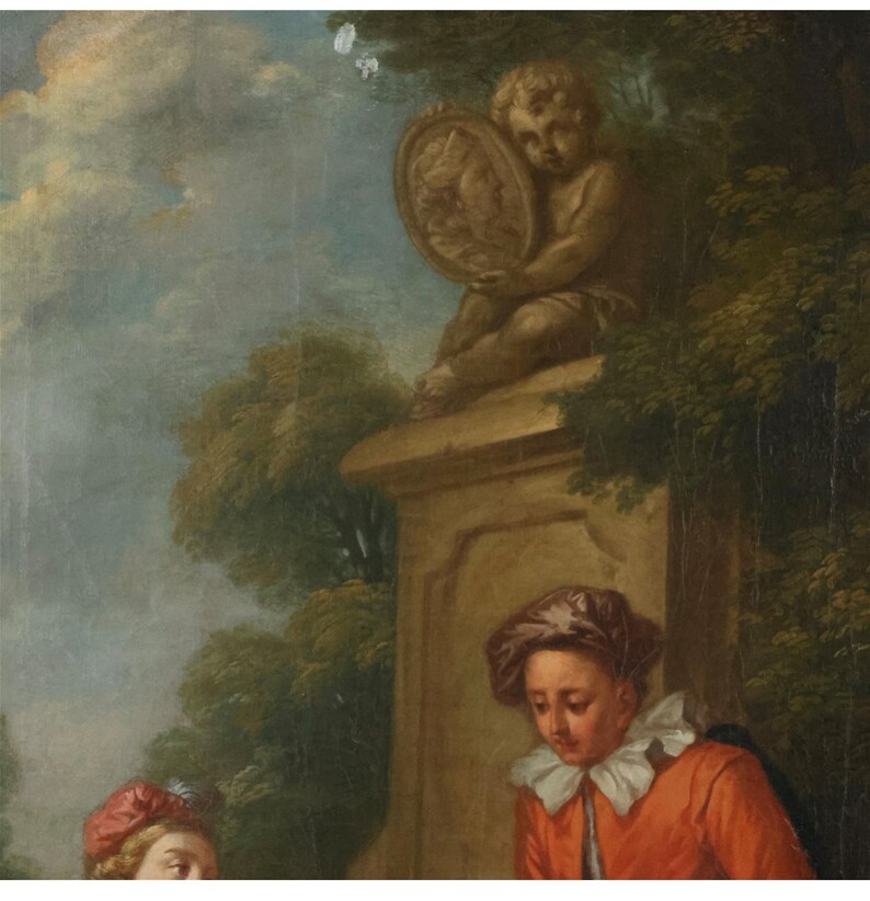 Antique Old 19th Century Oil on Canvas Painting, Aristocracy, Love, Man ...