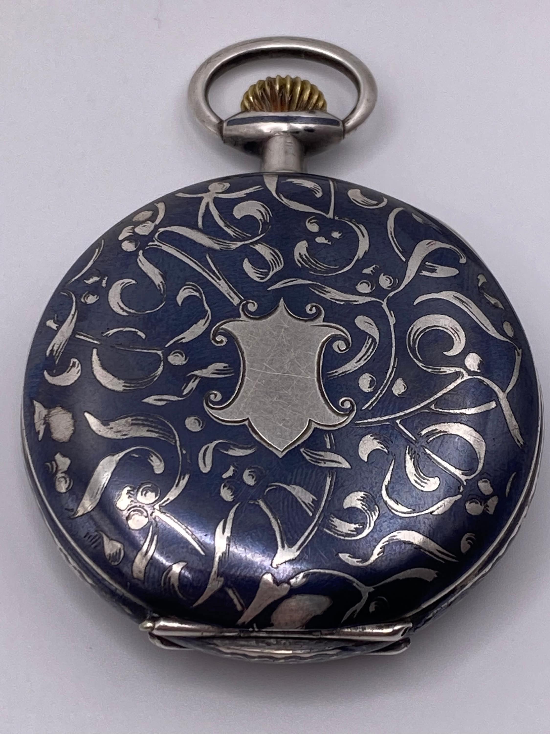 Antique Niello Silver Pocket Watch, 15 Rubis, Swiss Movement - Etsy