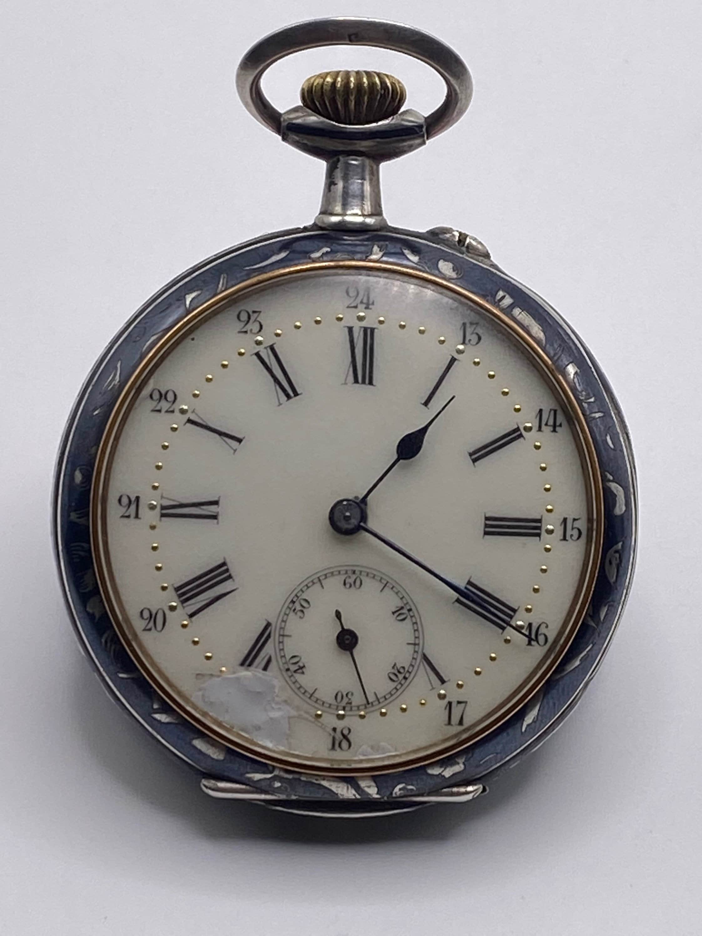 Antique Niello Silver Pocket Watch, 15 Rubis, Swiss Movement - Etsy