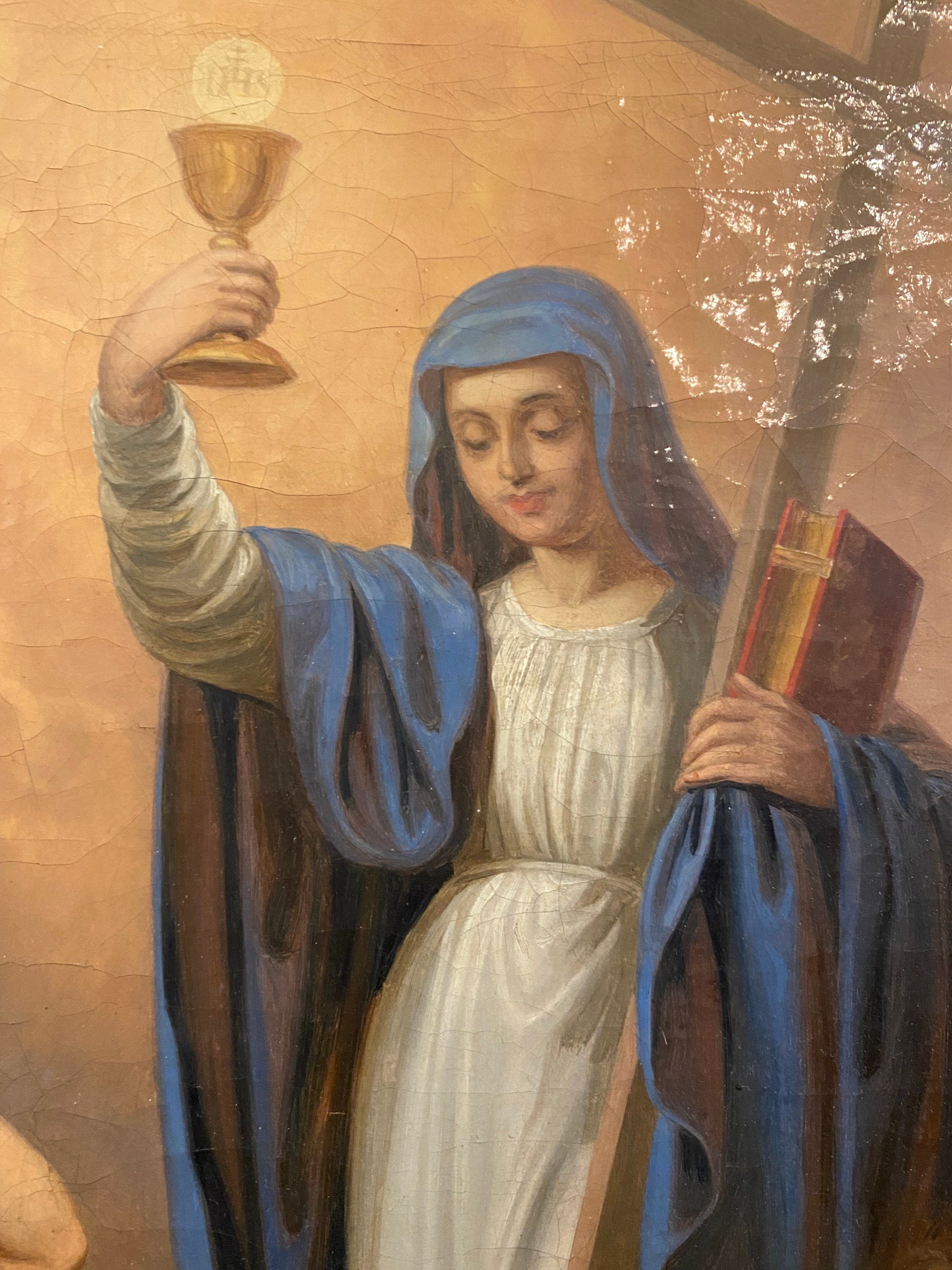 19th Century Religious Oil on Canvas Painting, Original Oil on Canvas ...