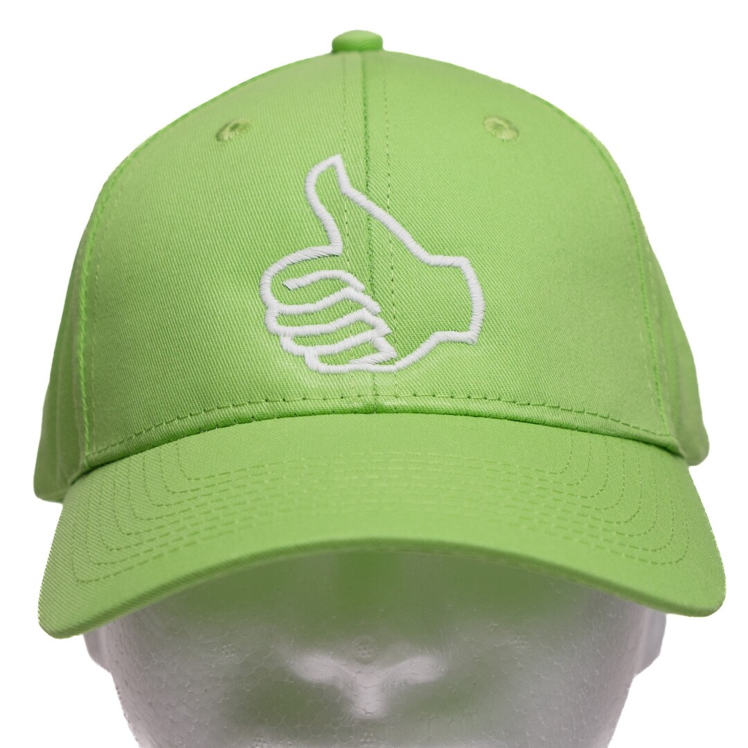 Lime Green Thumbs up Hand Symbol Hat With Glow in the Dark Thread. A ...