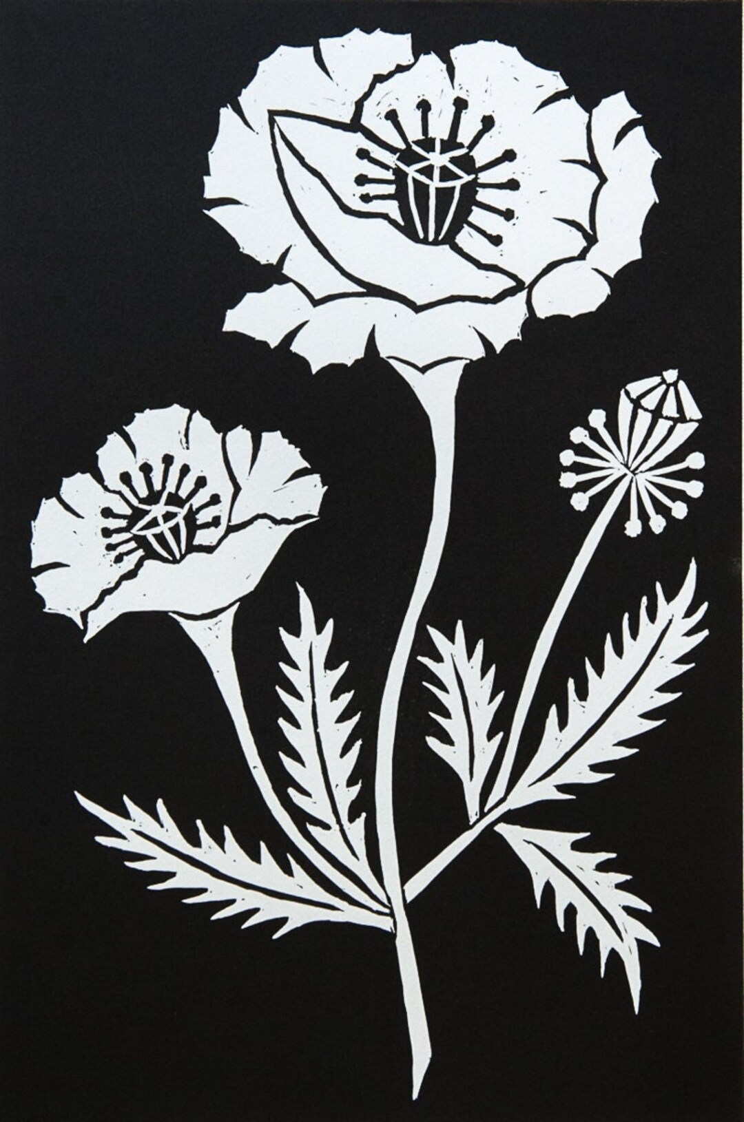 Poppy Original Linocut Print - Etsy