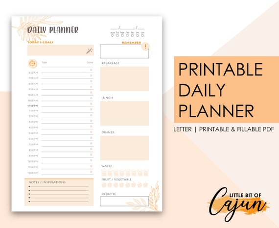 Pastel Printable Simple Daily Planner Personal Daily Planner | Etsy